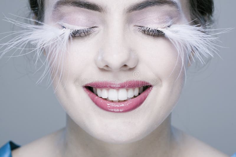 Woman with long eyelashes stock image. Image of dental - 13610193