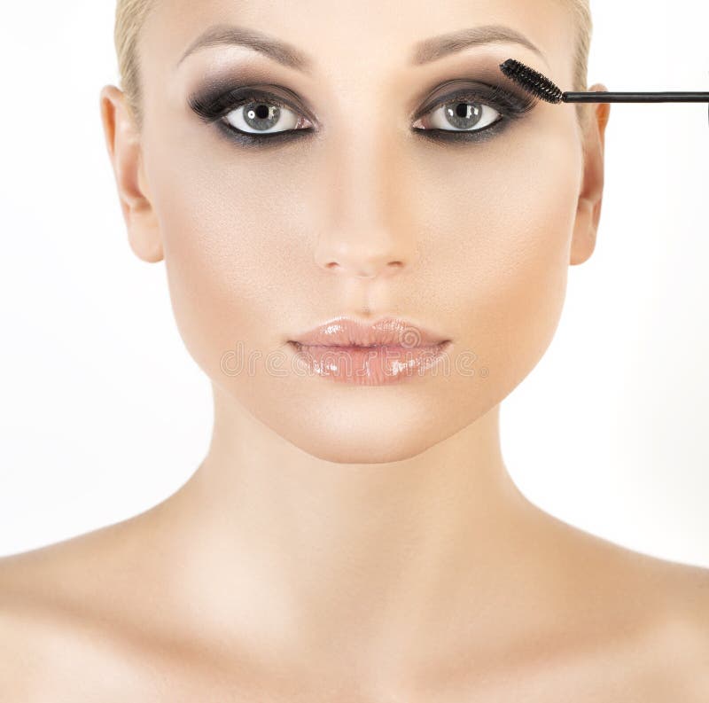 Woman long eyelashes stock photo. Image of mascara, brush - 52181176