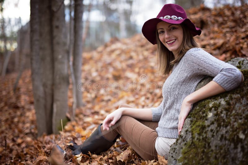 Woman with Long Hair, Fedora Hat Stock Image - Image of girl, lady ...