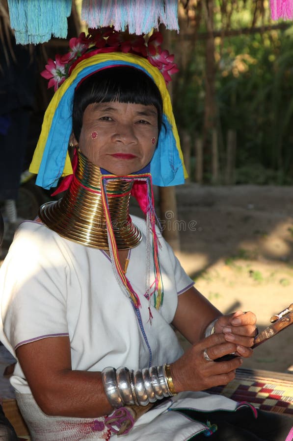 A woman with a long neck editorial stock photo. Image of thailand ...