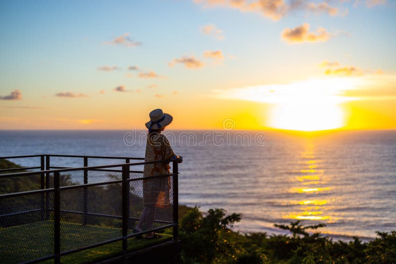 Woman Look at Sunset in Balcony Stock Photo - Image of people, relax ...