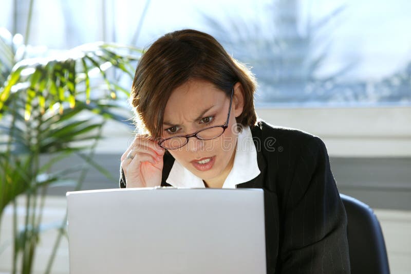 Woman at Desk with Laptop Computer Stock Photo - Image of notebook ...