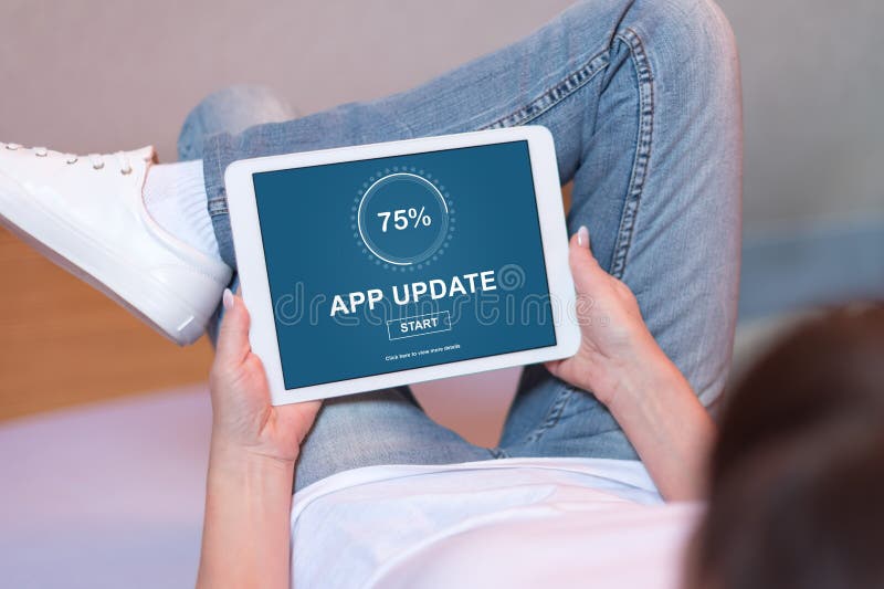 Application Update Concept on a Tablet Stock Image - Image of update ...