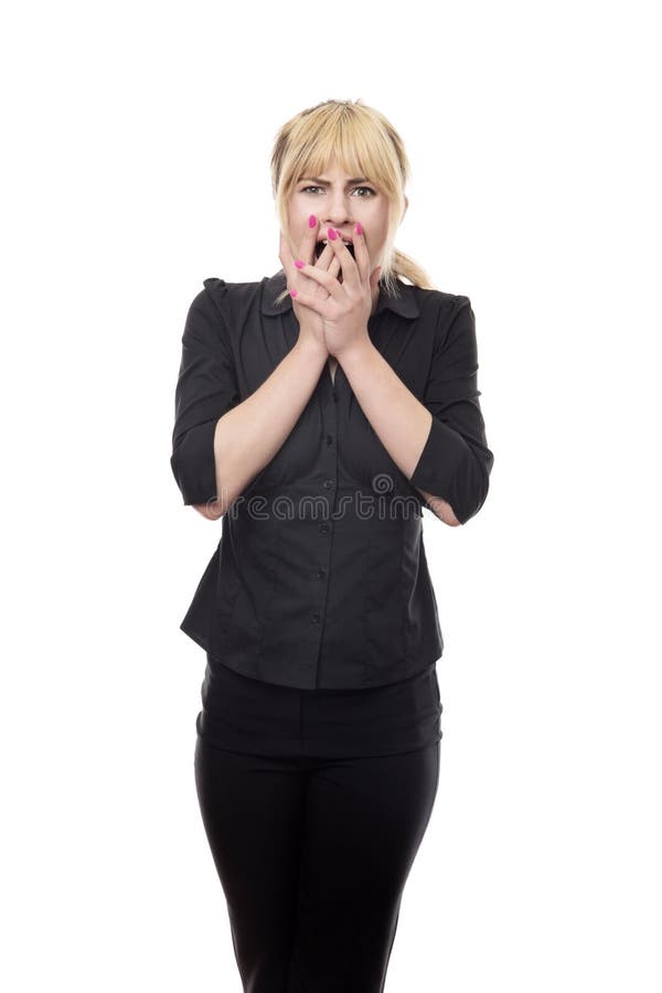 Woman Looking Around Scared Stock Photo - Image of scared, beautiful ...
