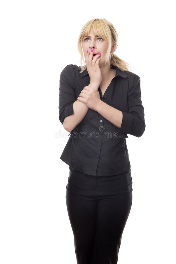 Woman Looking Around Scared Stock Image - Image of stressed, girl ...