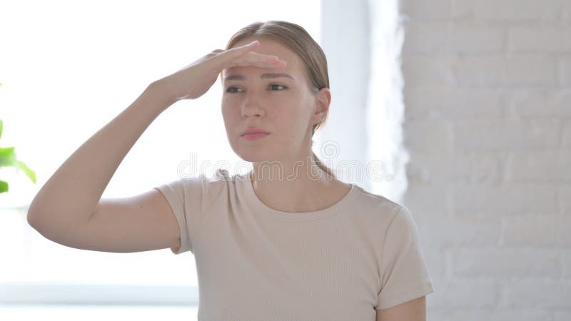 Woman Looking Around, Searching New Path Stock Photo - Image of ...
