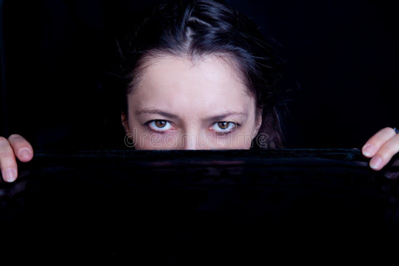 Woman Looking from Behind a Veil Stock Image - Image of beautiful, bind ...