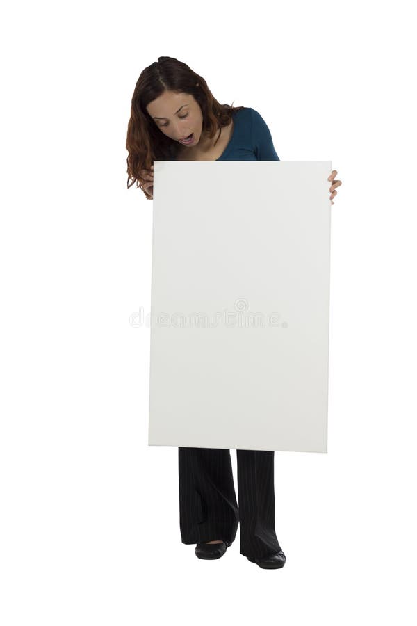 Woman Looking at a Blank Billboard with a Surprised Look Stock Image ...