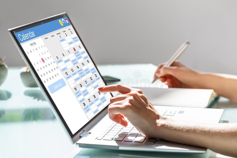 Woman Looking at Calendar stock photo. Image of hand - 250632822