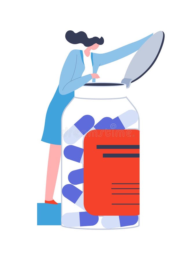 Woman Looking Into Capsule Jar Stock Vector Illustration Of Person