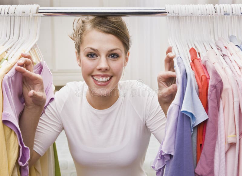 Woman Looking Through Closet Stock Image Image 9913281