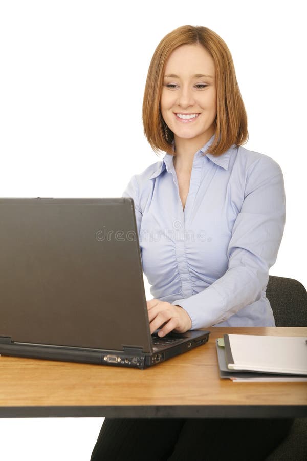 Woman Looking at Computer stock photo. Image of smile - 5778106