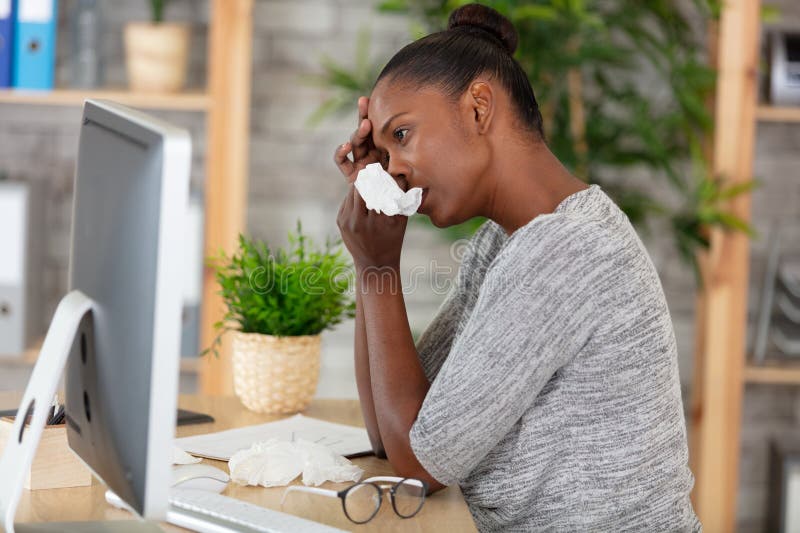 Woman Looking at Computer Screen and Crying Stock Photo - Image of ...