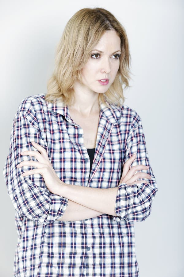 Woman looking concerned stock image. Image of home, beautiful - 56740051