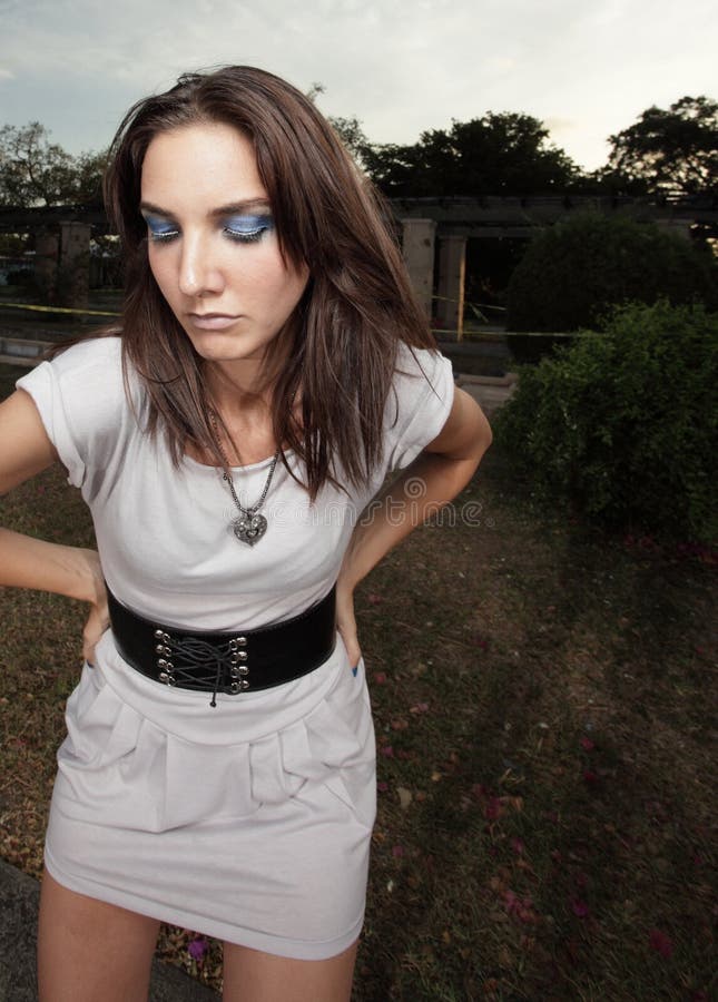 Woman looking down stock image. Image of white, attractive - 9366757