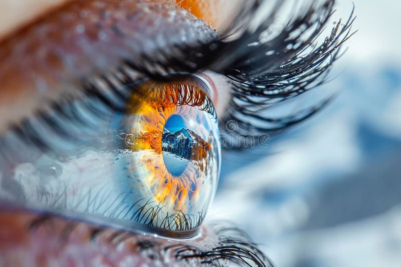 Woman Looking Enjoying Mountain Landscape. Mountain in Eye Stock ...