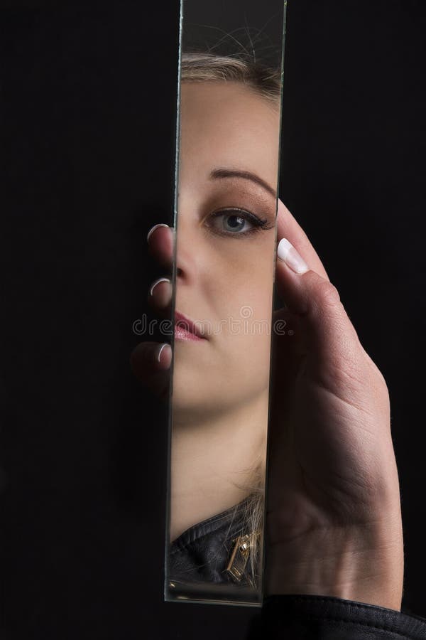 Woman and broken mirror stock photo. Image of face, portrait - 26547468