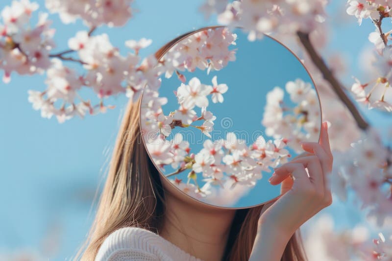 A Woman Looking at Her Reflection in a Mirror, Giving Advice on Self-awareness and Introspection ...