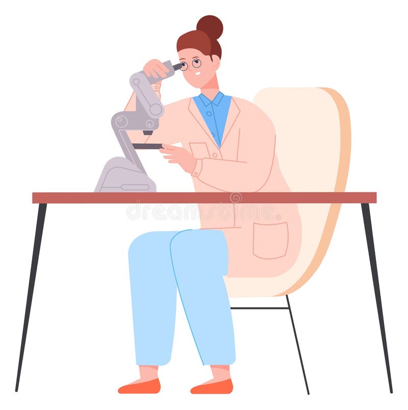 Woman Scientist Looking Microscope Stock Illustrations – 260 Woman ...
