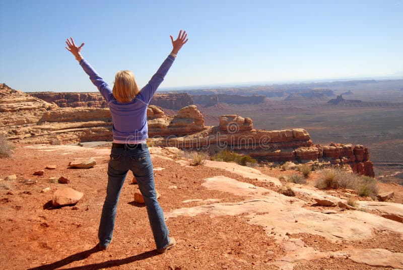 Woman Looking Over a Dramatic Vista Stock Image - Image of butte ...