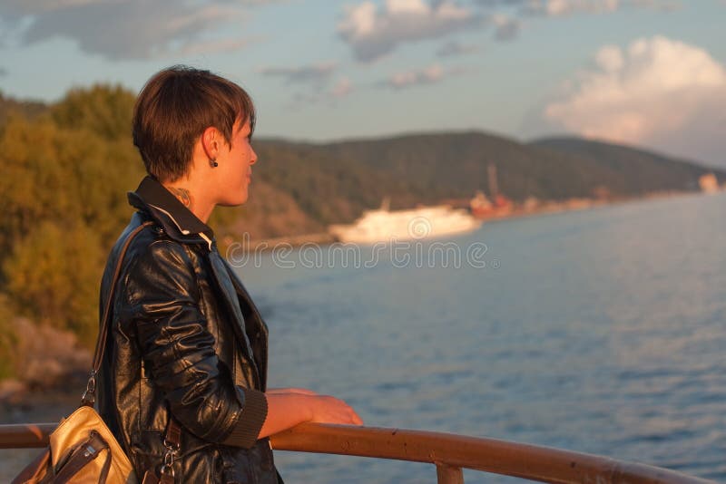Woman Looking Over Lake Baikal Stock Image - Image of serenity ...