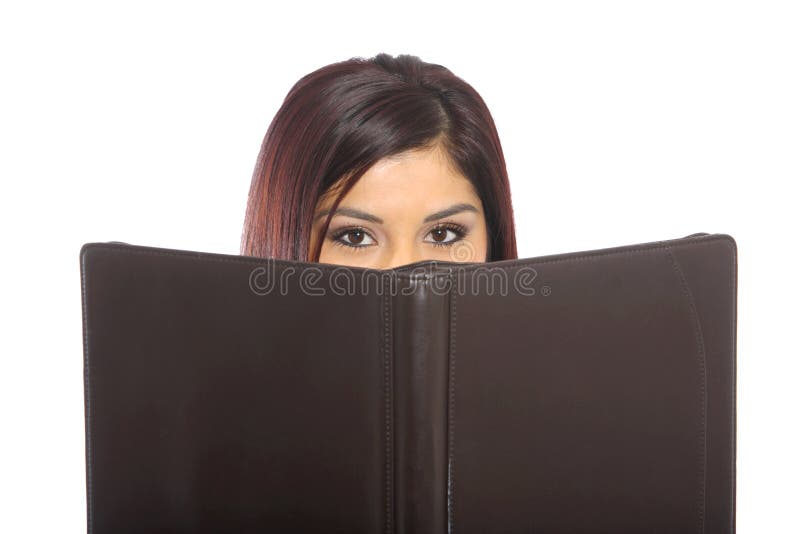A Woman Looking Over a Note Book in the Studio Stock Image - Image of ...