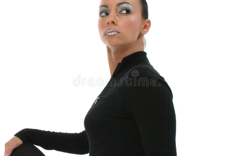 Woman Looking Over Shoulder Stock Photo - Image of look, twisting: 3563704