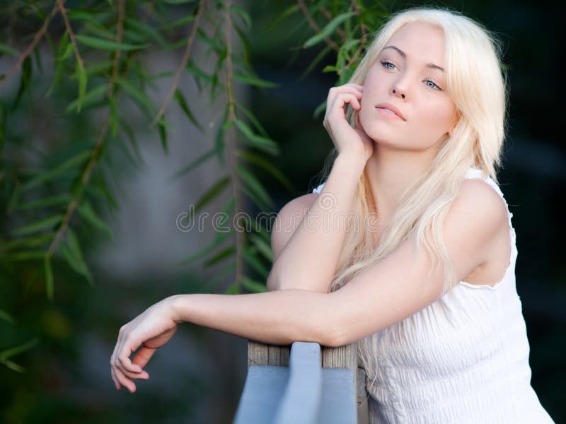 Woman Looking Peaceful Outside Stock Photo - Image of happy, bright ...