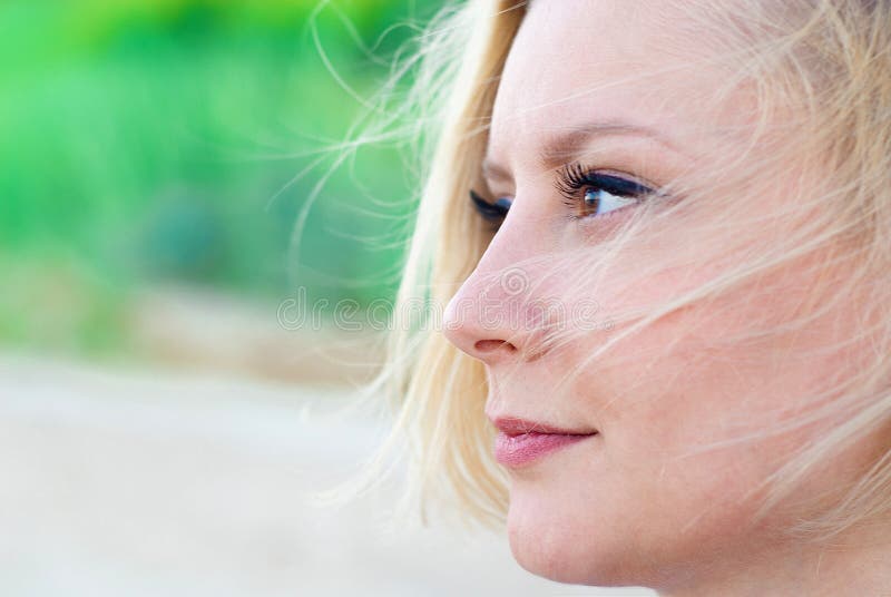 Woman looking pensive stock image. Image of cheerful - 33732923