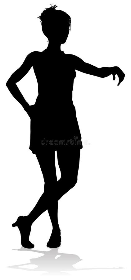 Woman Leaning Against Wall Silhouette Stock Vector - Illustration of ...
