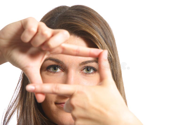 A Woman Looking Threw Her Fingers Stock Photo - Image of adult, female ...