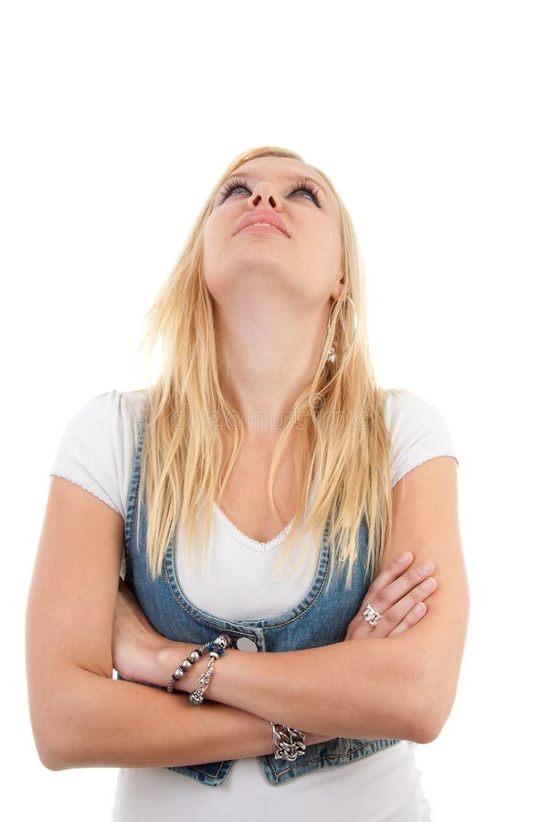 Young woman looking up stock photo. Image of adult, beauty - 972548