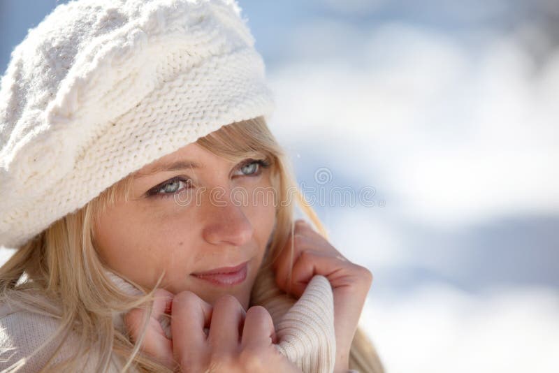 Woman looking very cold stock image. Image of female - 35740523