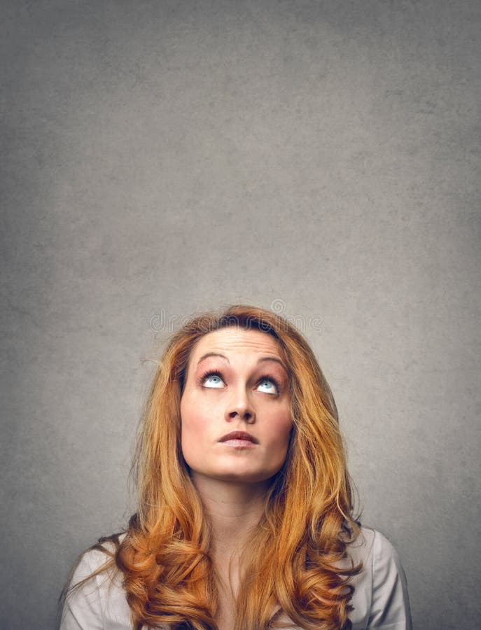 Woman thinking stock photo. Image of color, waall, beautiful - 29795444