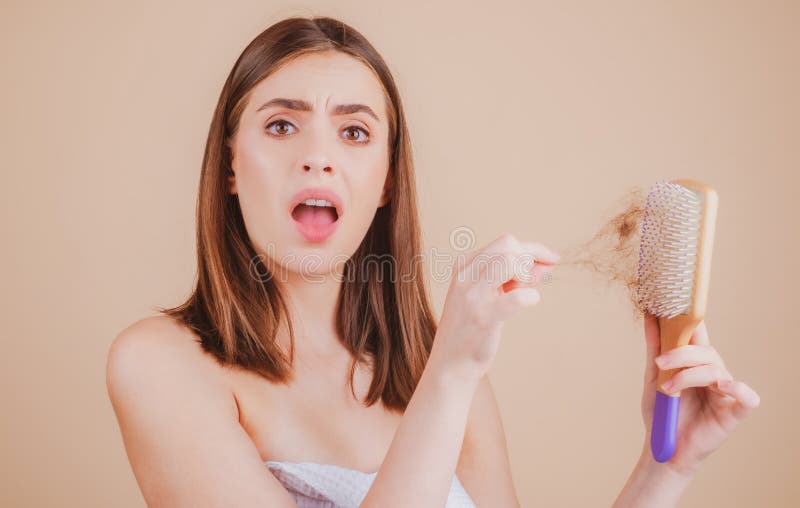Woman Loosing Hair. Hair Loss Problem, Baldness. Stock Image - Image of ...