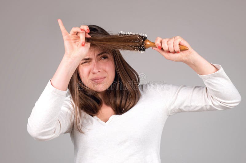 Woman Loosing Hair. Hair Loss Problem, Baldness. Stock Photo - Image of ...