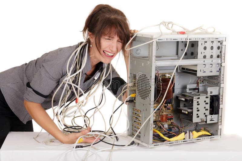 Man Tangled in Wires stock image. Image of emotional, communications ...