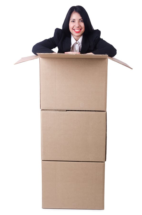 Woman with lots of boxes stock photo. Image of labor - 32528234