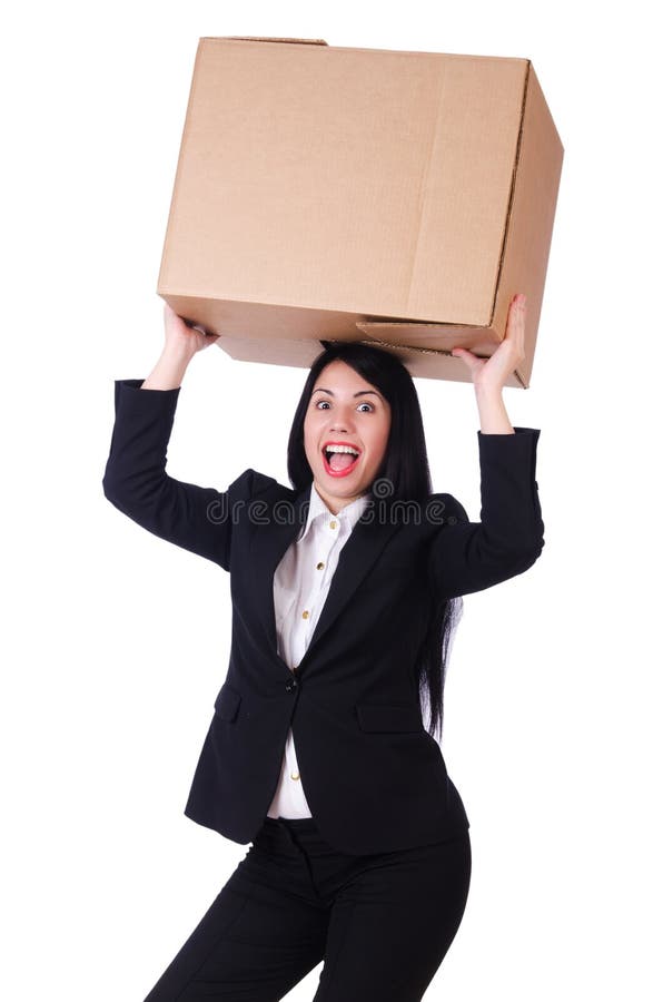 Woman with lots of boxes stock image. Image of adult - 32923481