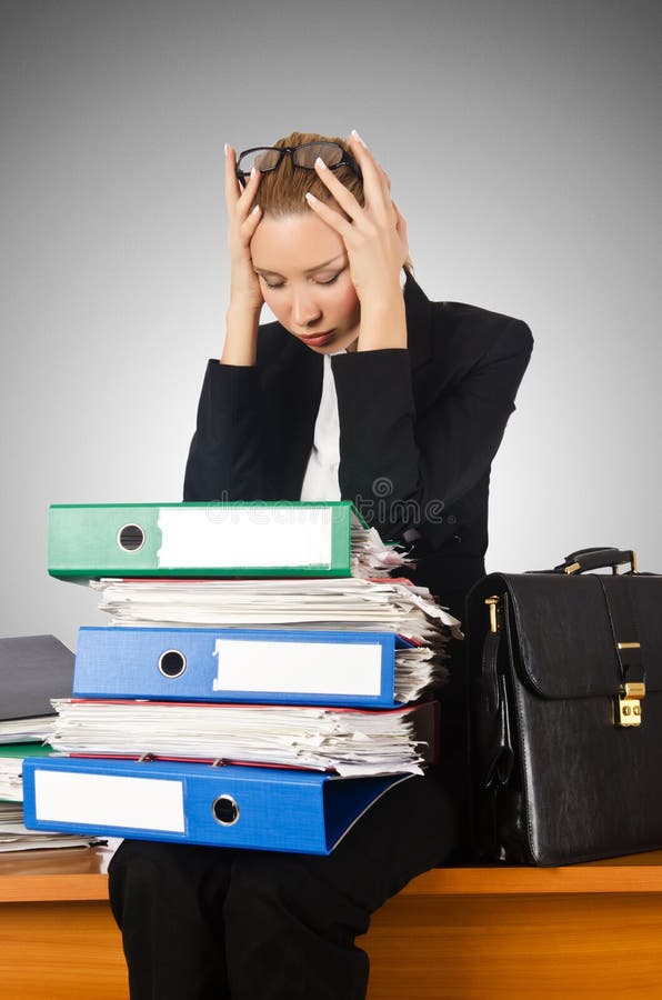 Woman with lots of work stock image. Image of boss, occupation - 59768909