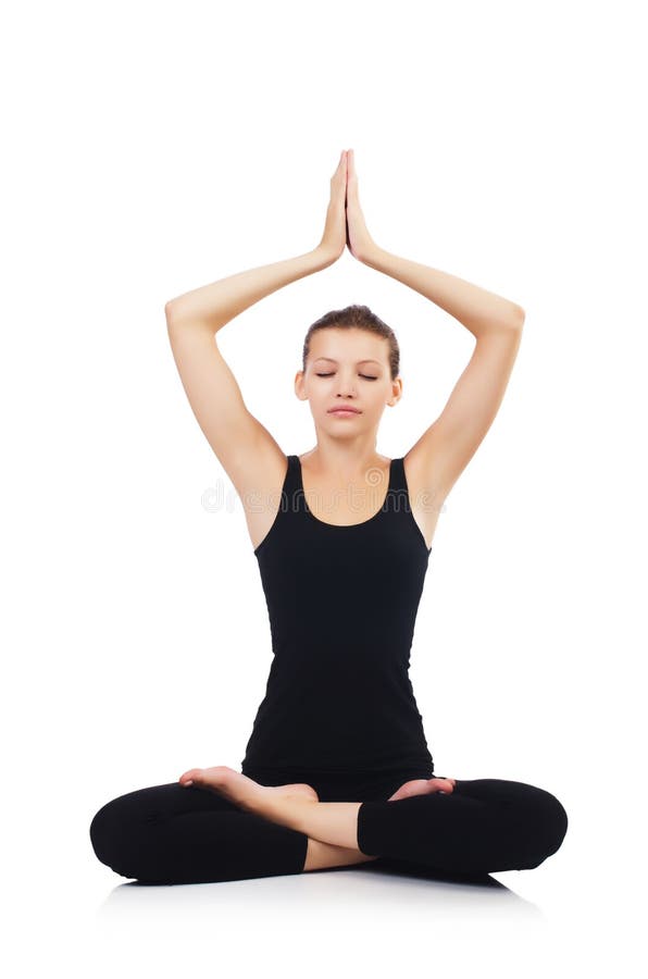Woman in lotus pose stock image. Image of indoors, position - 33964927