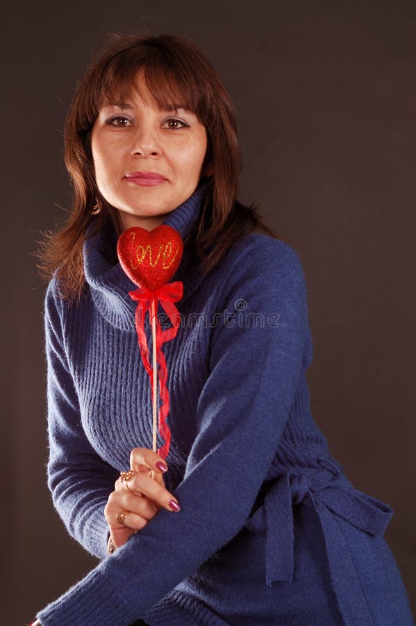 Woman with love heart stock photo. Image of decorative - 12792128