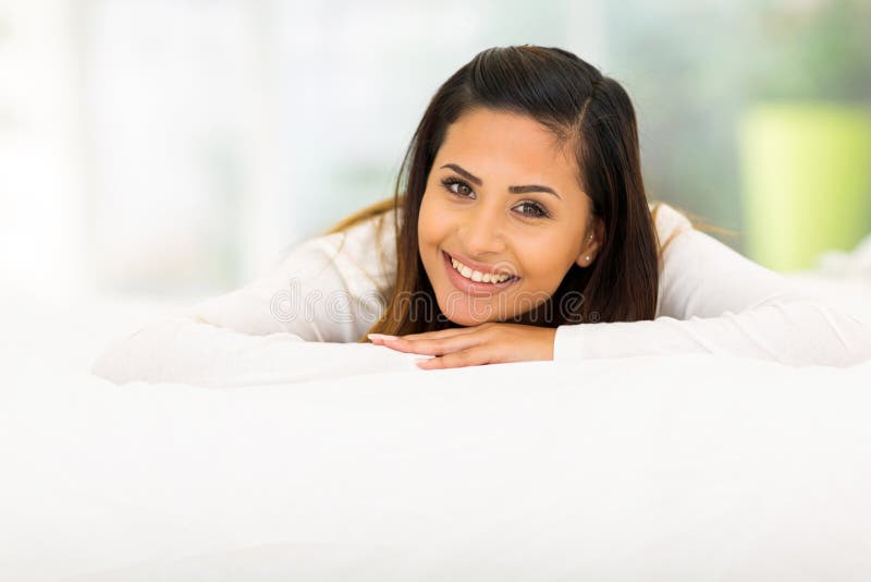 Woman lying bed stock image. Image of beautiful, attractive - 41463581