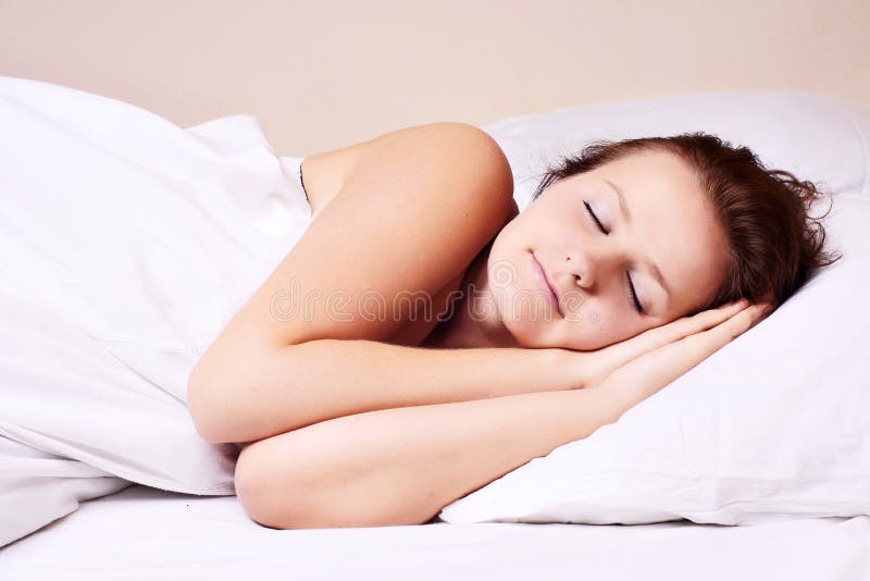 Woman Lying in Bed Sleeping Stock Photo - Image of teen, asleep: 5930424