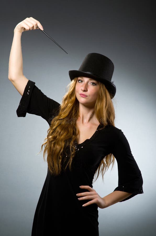 Woman Magician Doing Her Tricks Stock Photo - Image of entertainment ...