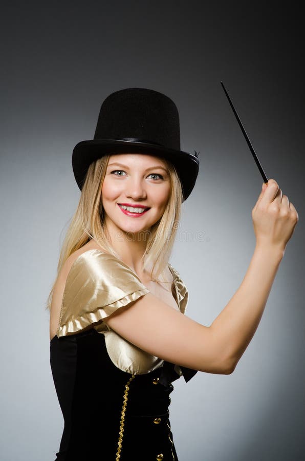Woman Magician with Magic Wand Stock Image - Image of human ...