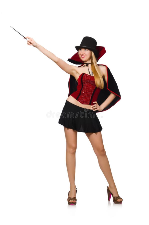 Woman Magician with Magic Wand Stock Image - Image of person, show ...