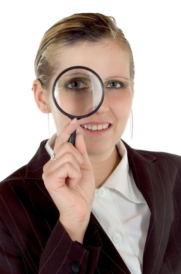 Woman with Magnifying Glass Stock Photo - Image of business, asking ...