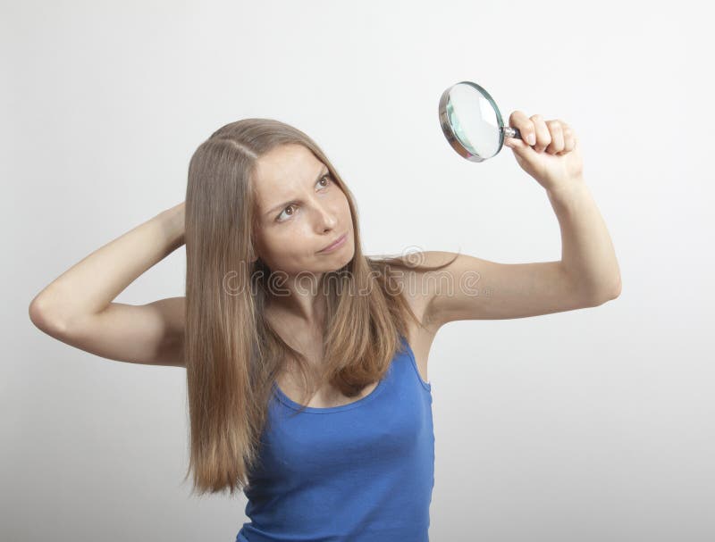 Woman with Magnifying Glass Stock Photo - Image of close, magnifying ...