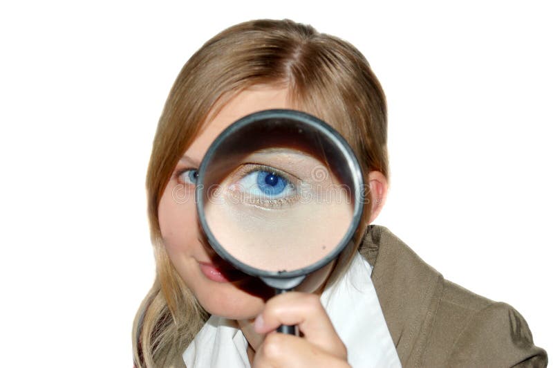 Woman with Magnifying Glass Stock Image - Image of youth, looks: 13085535